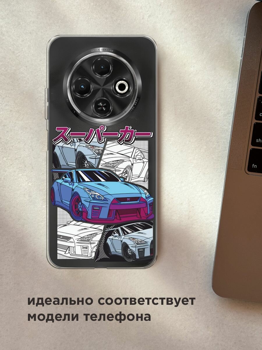 Чехол на Tecno Spark 30C / Текно Спарк 30C с принтом "JDM коллаж", прозрачный — фото 1