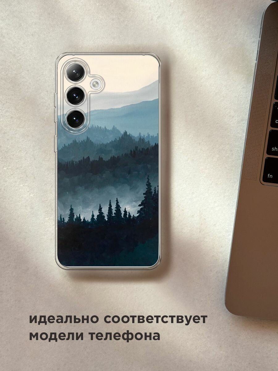 Чехол на Samsung Galaxy S24 / Самсунг S24 с принтом "Туманные горы" — фото 1