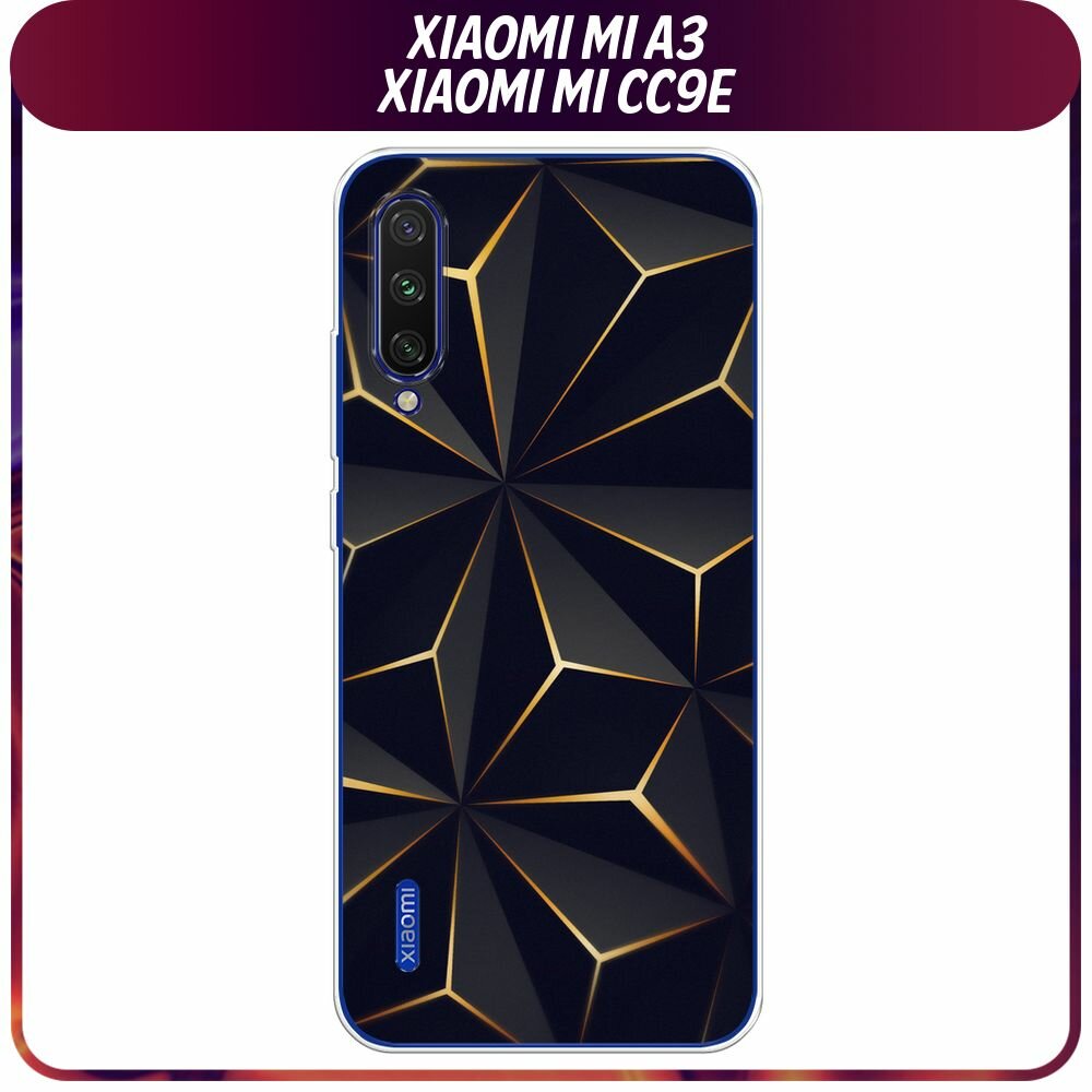 Чехол на Xiaomi Mi CC9E/Mi A3 / Сяоми Mi CC9E/Mi A3 с принтом "Черные полигоны"