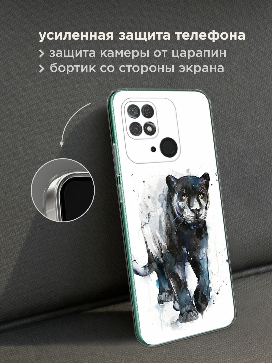 Чехол на Xiaomi Redmi 10C / Сяоми Редми 10C с принтом "Пантера арт 3" — фото 1