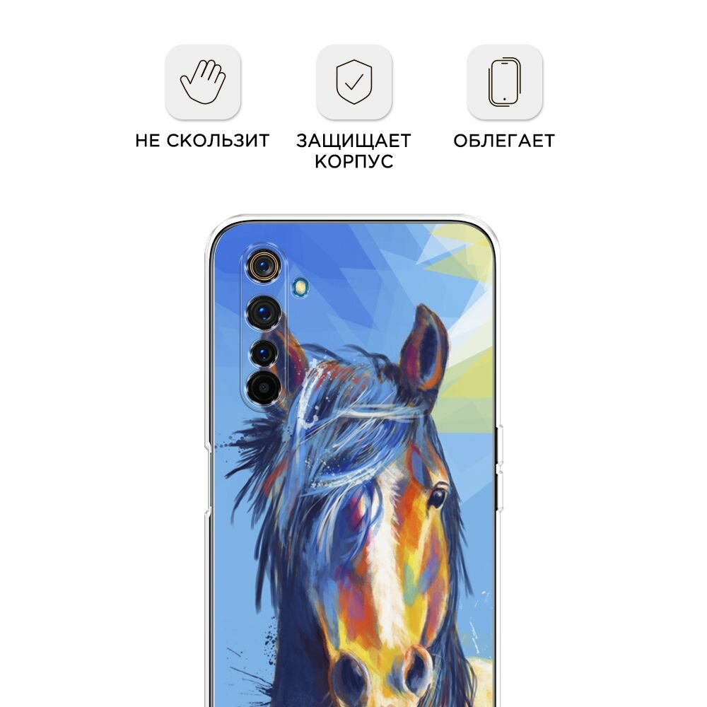 Чехол на Realme 6 Pro / Реалми 6 Про с принтом "Лошадь арт 3" — фото 1