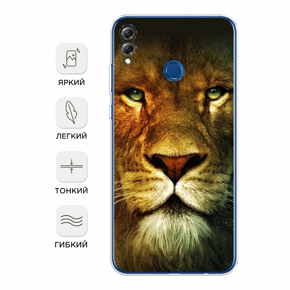 Силиконовый чехол на Honor 8X / Хонор 8Х с принтом "Лев арт 8" — фото 1