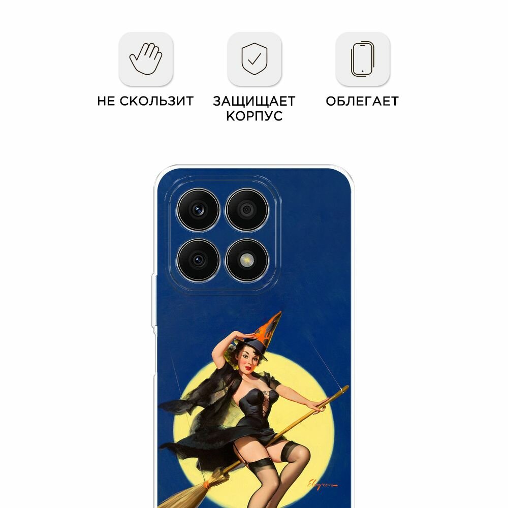 Силиконовый чехол на Honor X8A / Хонор X8A с принтом Pin-Up Witch — фото 1