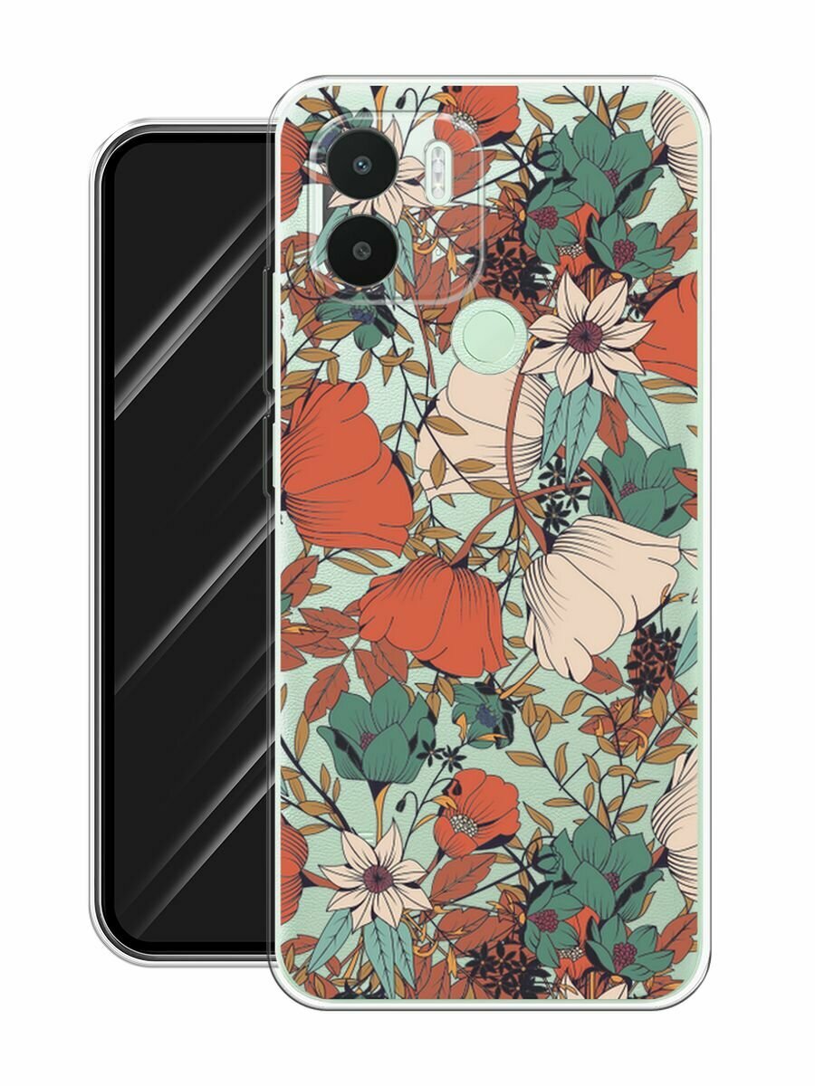 Чехол на Xiaomi Redmi A1+/Redmi A2+/Poco C51/C50 / Редми A1+ с принтом Несобранный букет, прозрачный — фото 1