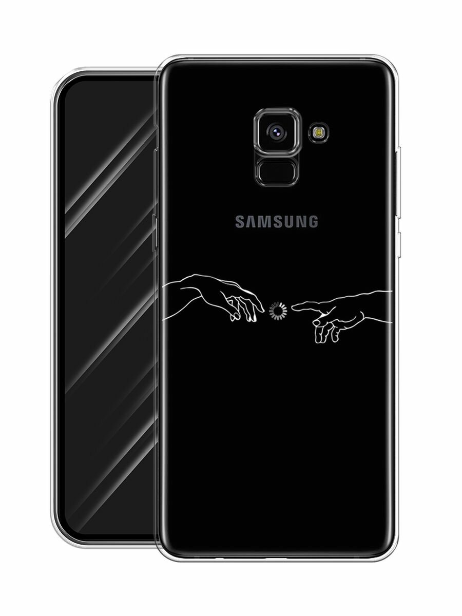 Чехол на Samsung Galaxy A8 + / Самсунг Галакси А8 Плюс 2018 с принтом "Загрузка творения", прозрачный — фото 1