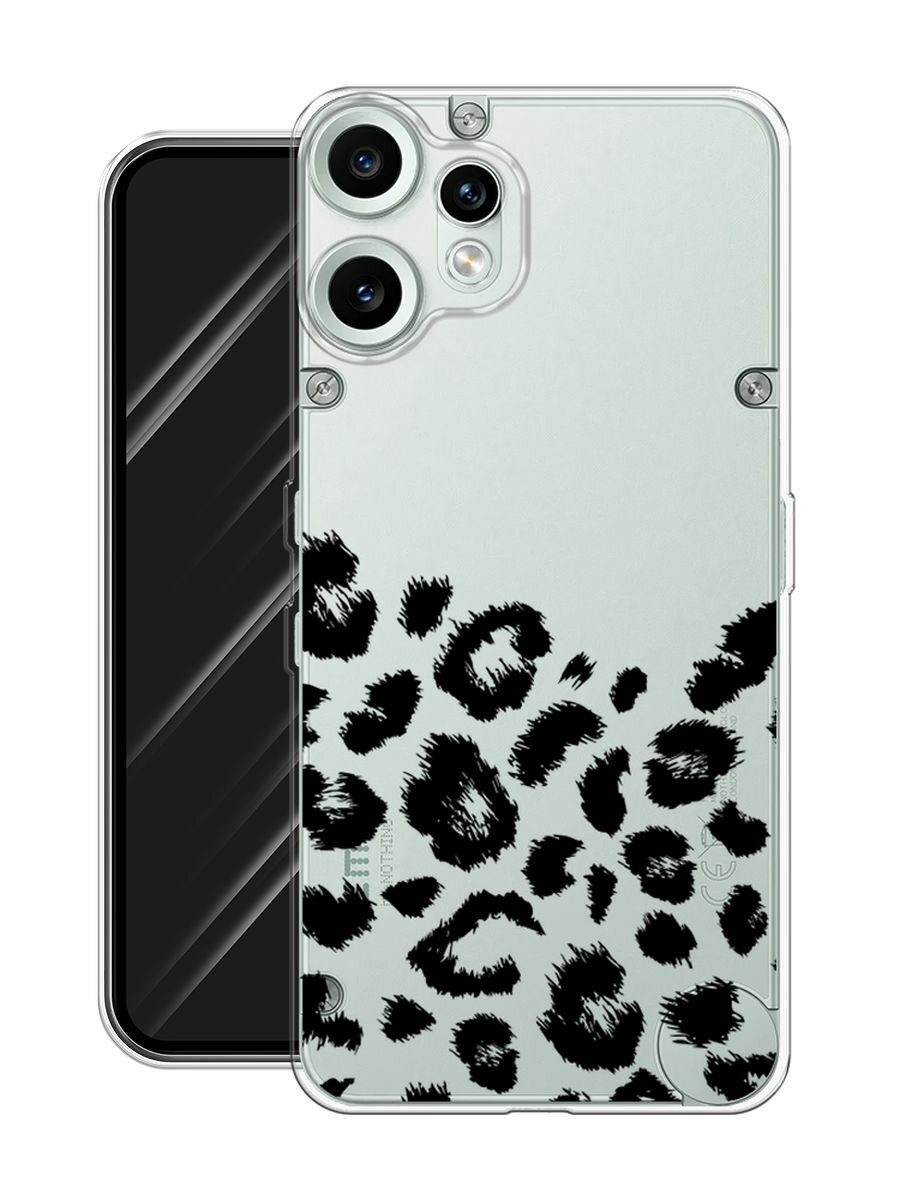 Чехол на CMF Phone 2 Pro / CMF Фон 2 Про с принтом "Окрас леопарда фон черный", прозрачный — фото 1