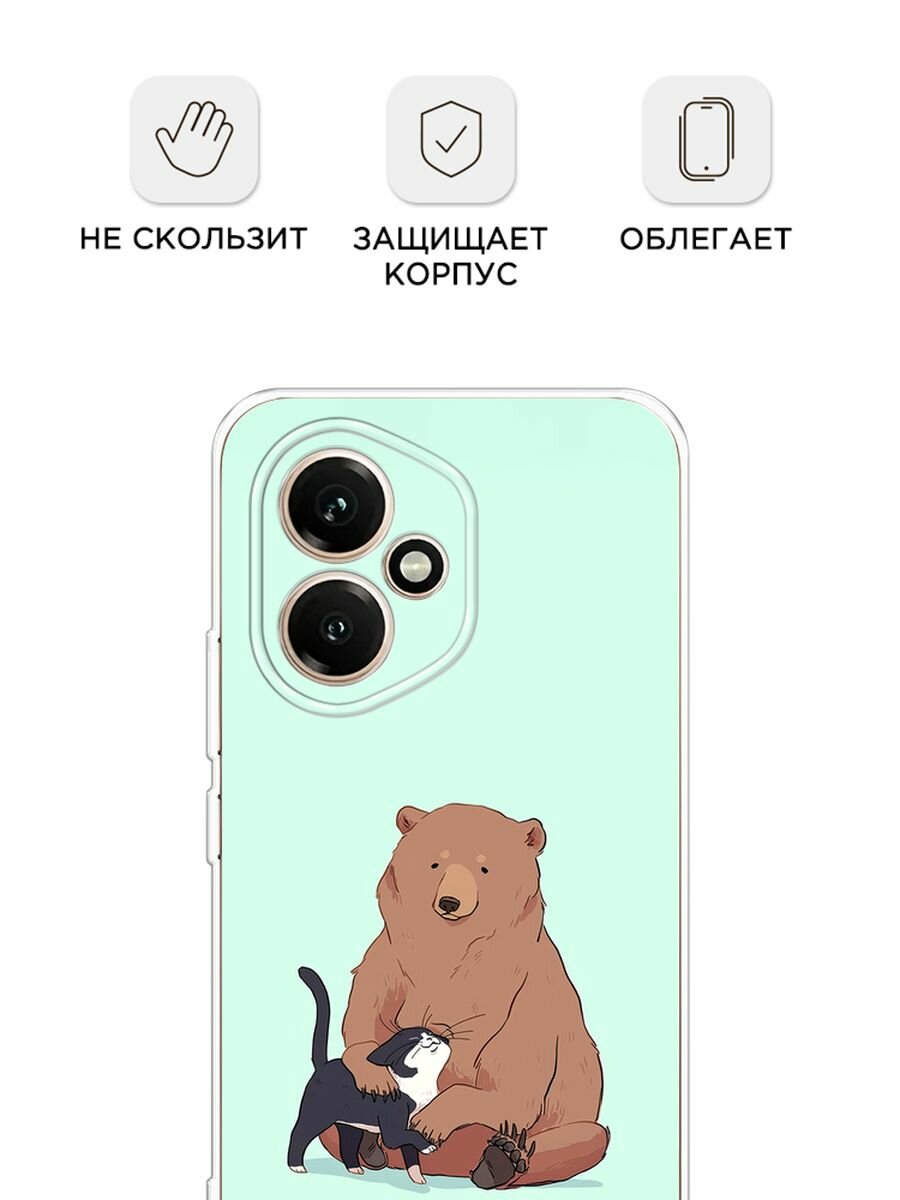 Чехол на Honor 400 / Хонор 400 с принтом "Медведь и кошка дружба" — фото 1