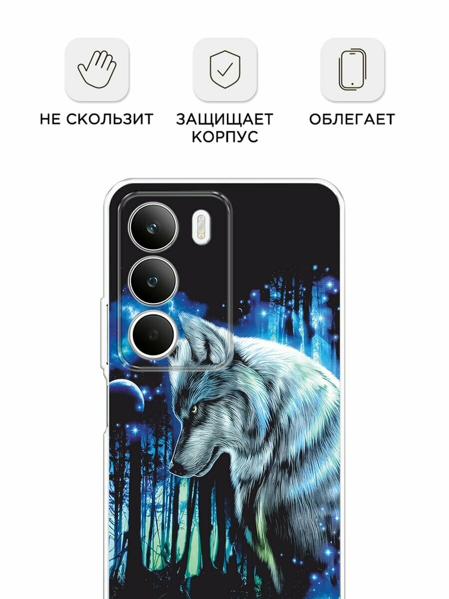Силиконовый чехол на Realme C71/P3 Lite 4G / Реалми С71/P3 Лайт 4G с принтом "Сказочный волк" — фото 1