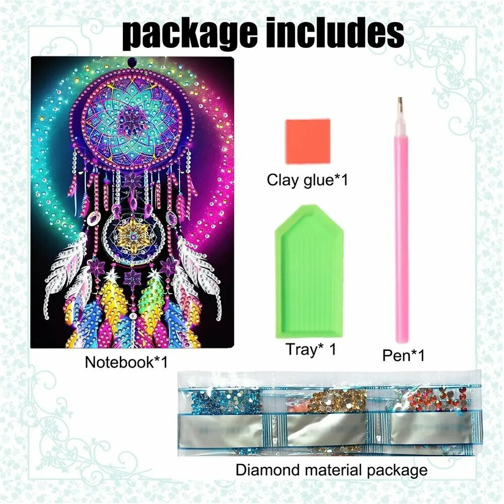 50 страниц линейки А5 "Сделай сам", альбом для рисования с бриллиантами, сова, белый голубь и ловец снов, креативные украшения