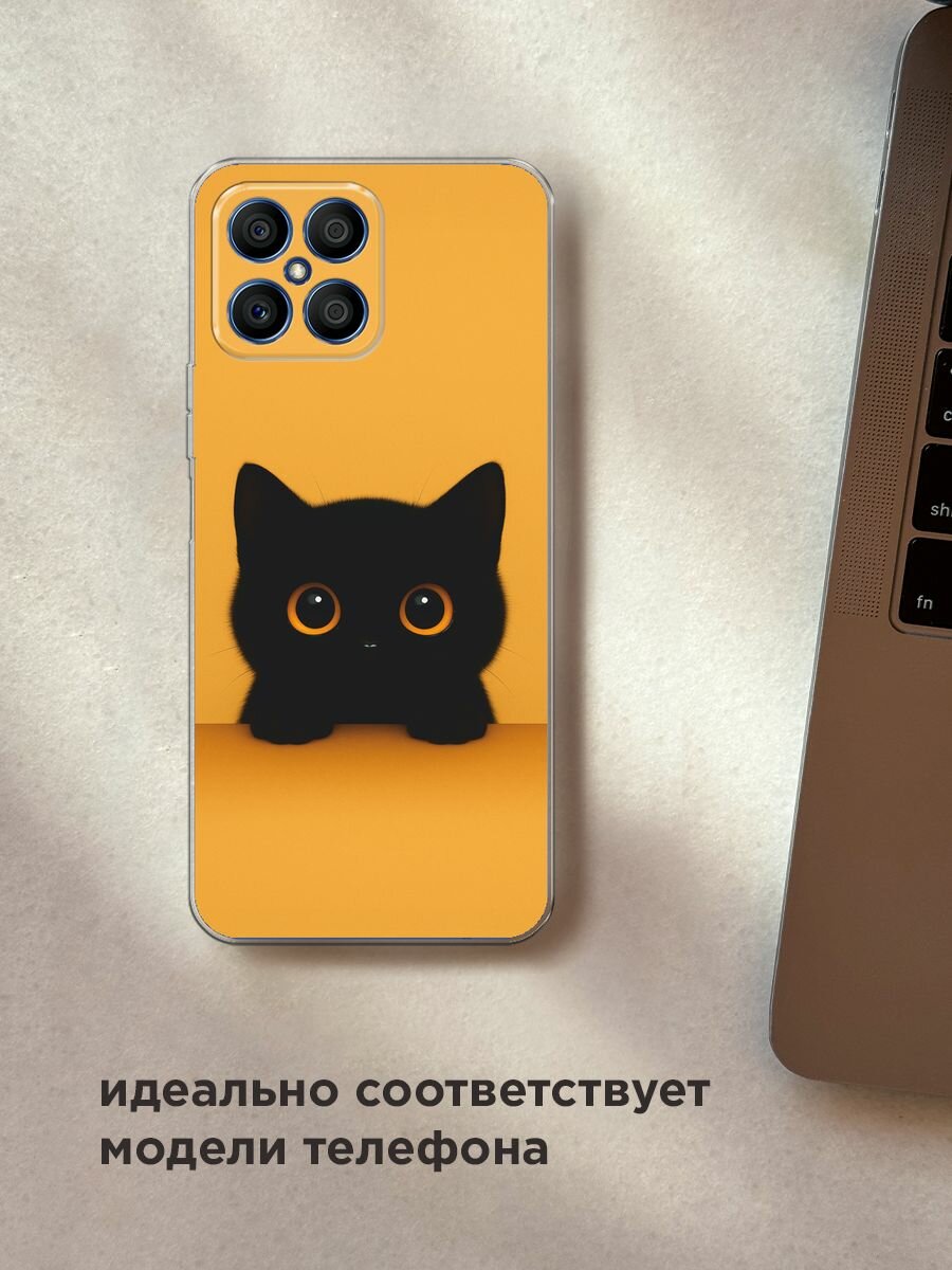 Силиконовый чехол на Honor X8 / Хуавей X8 с принтом "Контрастный котик" — фото 1