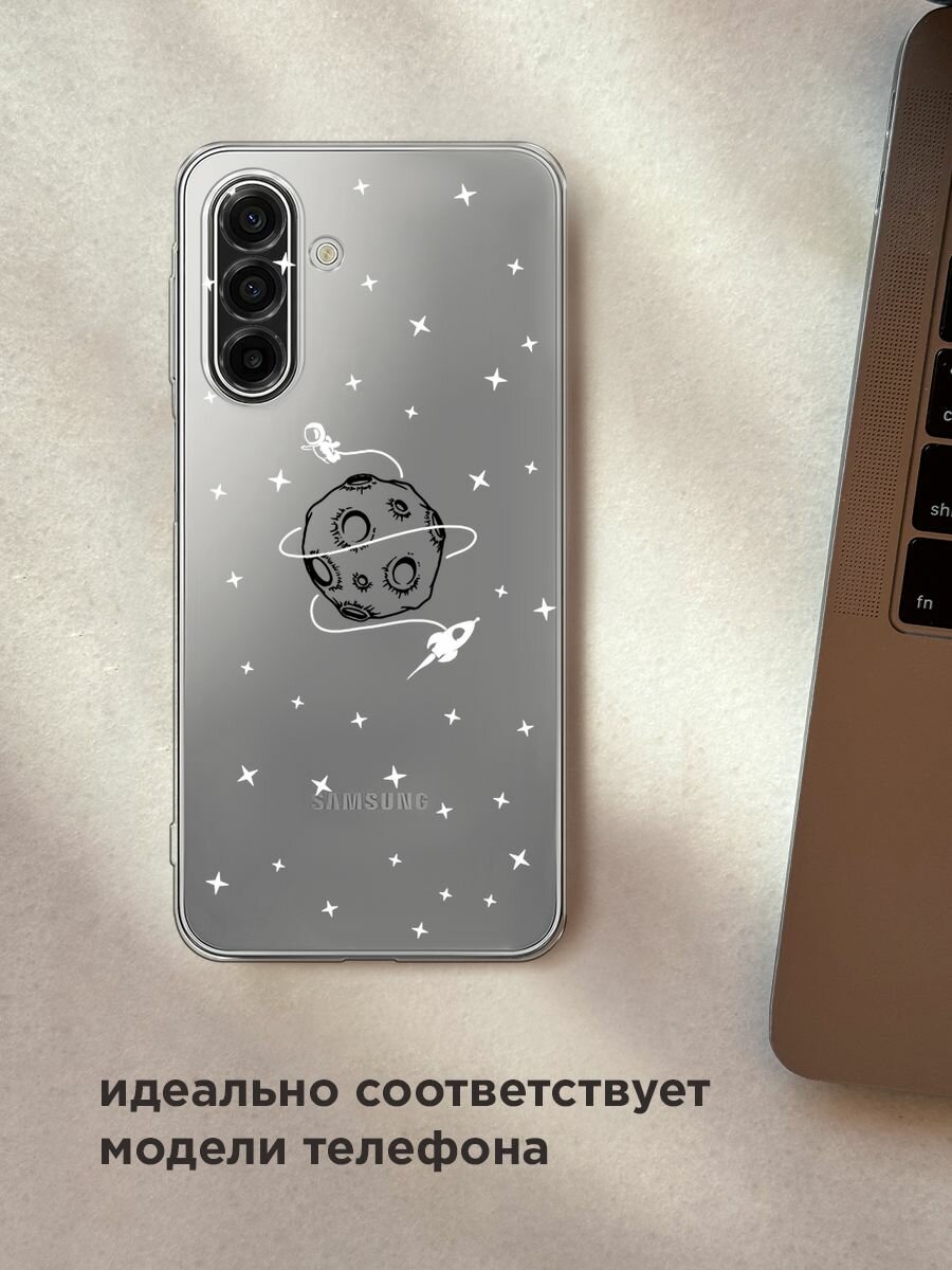 Чехол на Samsung Galaxy A17/A18 / Самсунг А17/А18 с принтом "Полет вокруг луны", прозрачный — фото 1