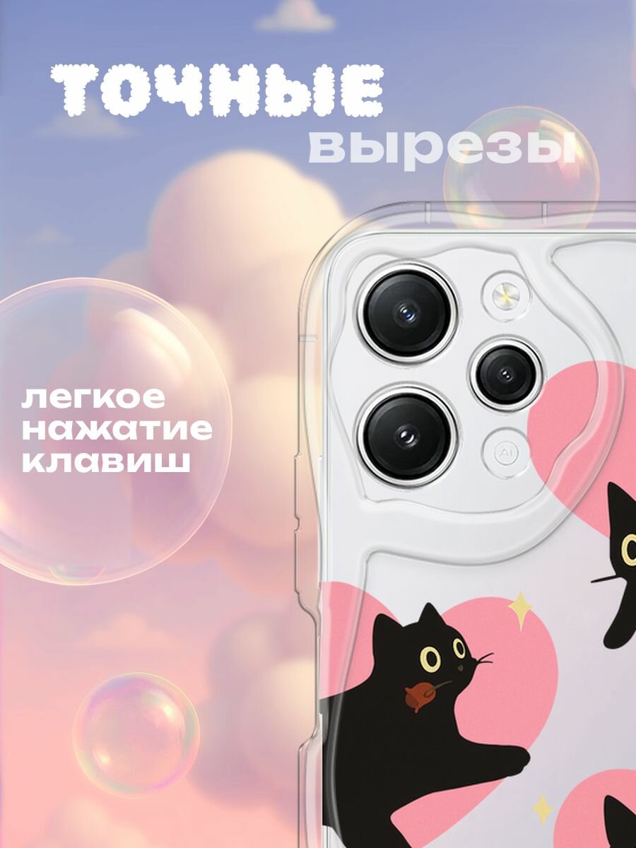 Чехол на Xiaomi Redmi 12 / Редми 12 с принтом "Котики с розой" — фото 1