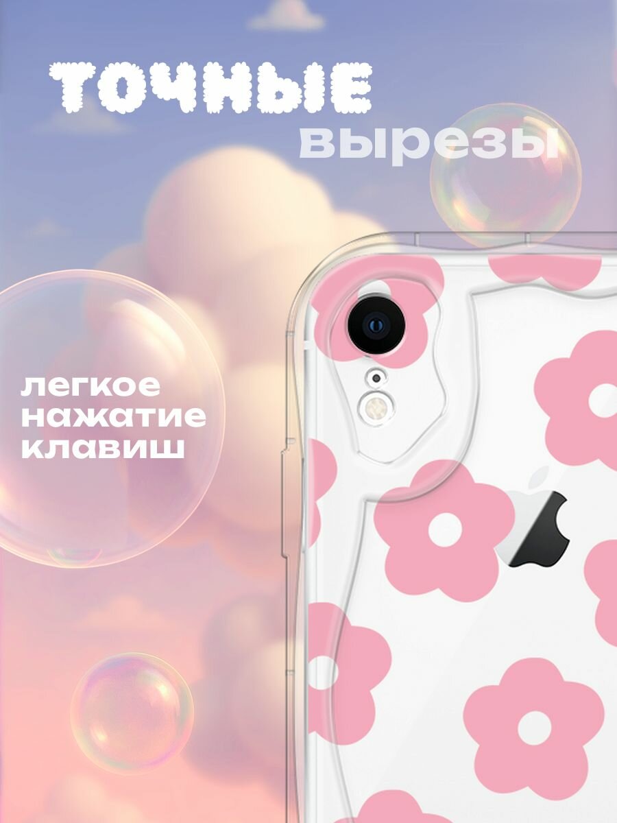 Чехол на Apple iPhone XR / Айфон XR с принтом "Цветы розовые паттерн" — фото 1