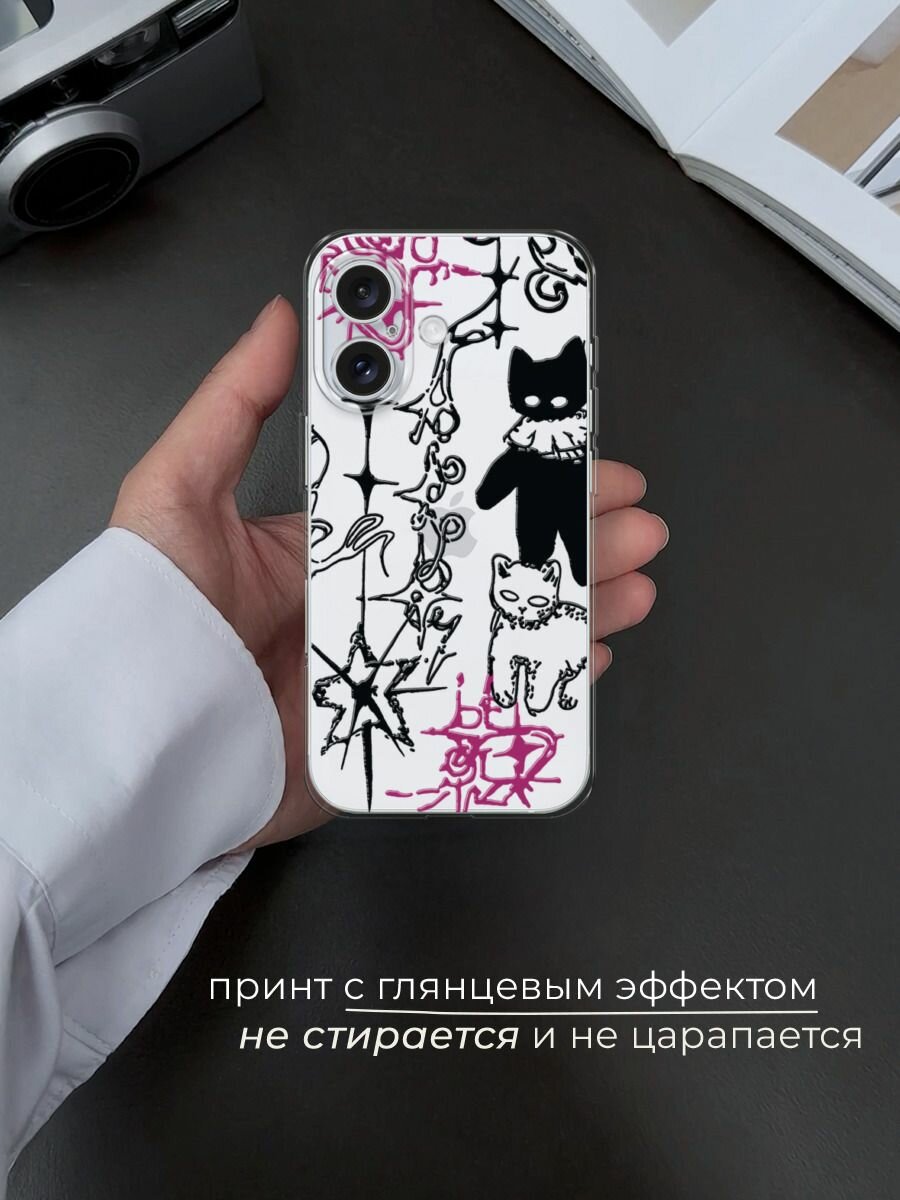 Чехол на Apple iPhone 16 / Айфон 16 с принтом "Готические котики" — фото 1