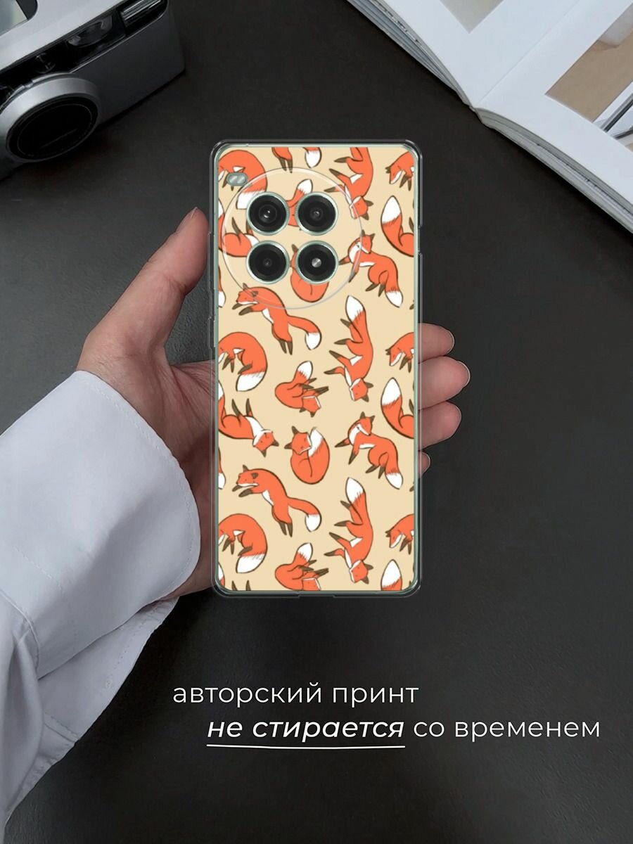 Чехол на OnePlus Ace 3 Pro / Ван Плас Эйс 3 Про с принтом "Лисички фон" — фото 1