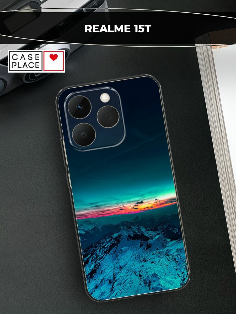 Силиконовый чехол на Realme 15T / Реалми 15Т с принтом "Закат в горах"