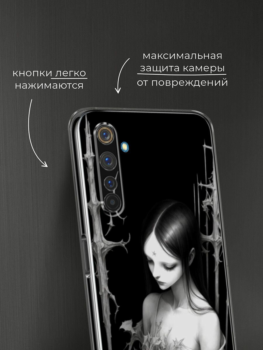 Чехол на Realme 6 Pro / Реалми 6 Про с принтом "Грустная готическая девушка" — фото 1
