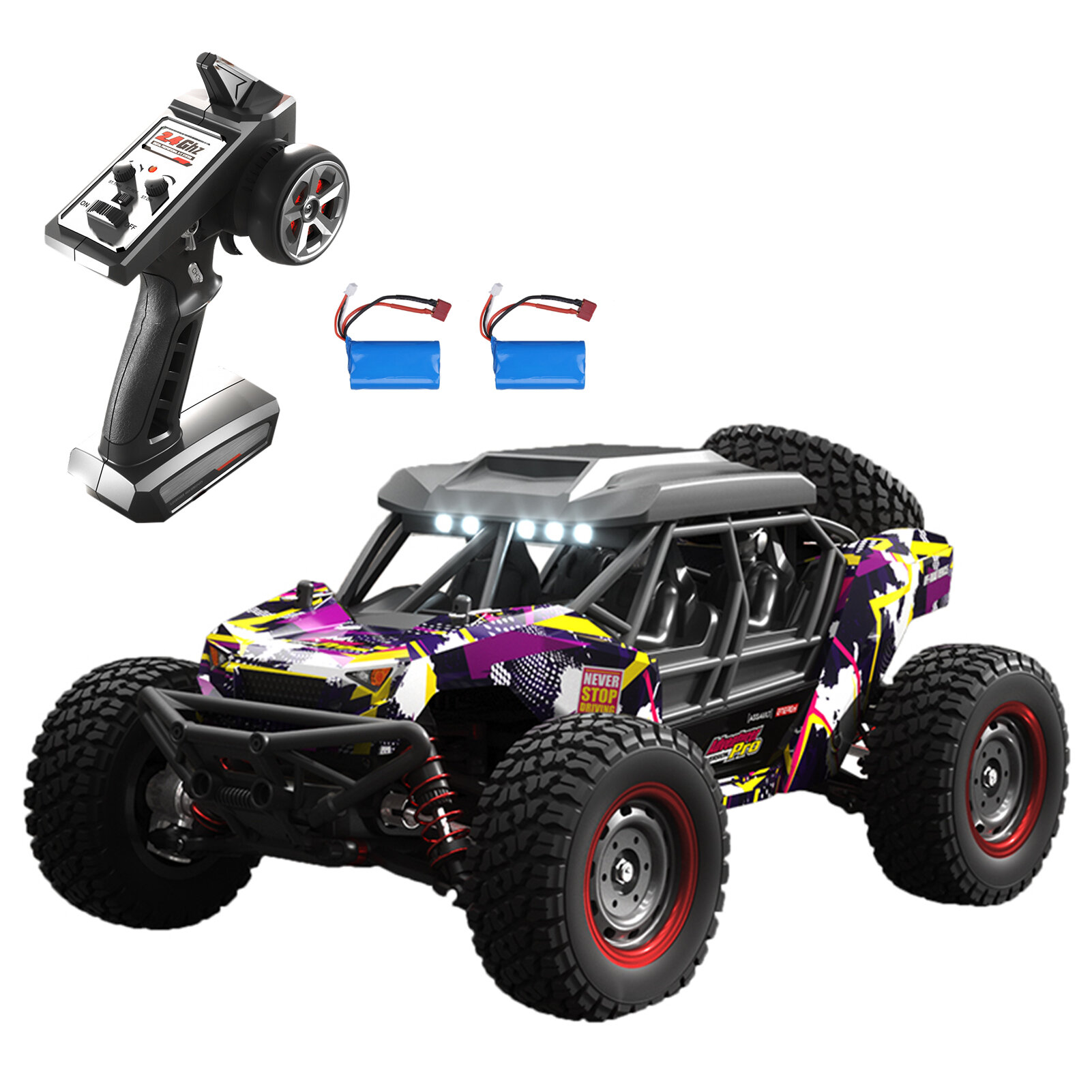 Remote Control Car 2.4GHz 70km/h 1/16 Brushless 4WD Off Road Vehicle с 2 Battery, PA, TPU, 7.4V 1500mAh, 35A 2S ESC, Three Wire 17G Servo, 2847 4000KV Motor, 3-3.5h Charge, 15-18min Work, 120m Distance, 32*20.5*14cm, 1250g