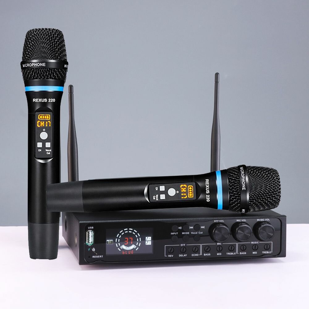 REXUS 223 -вокальная радиосистема с мишером, Optical in/out, AUX in/out, Bluetooth, сквозные каналы