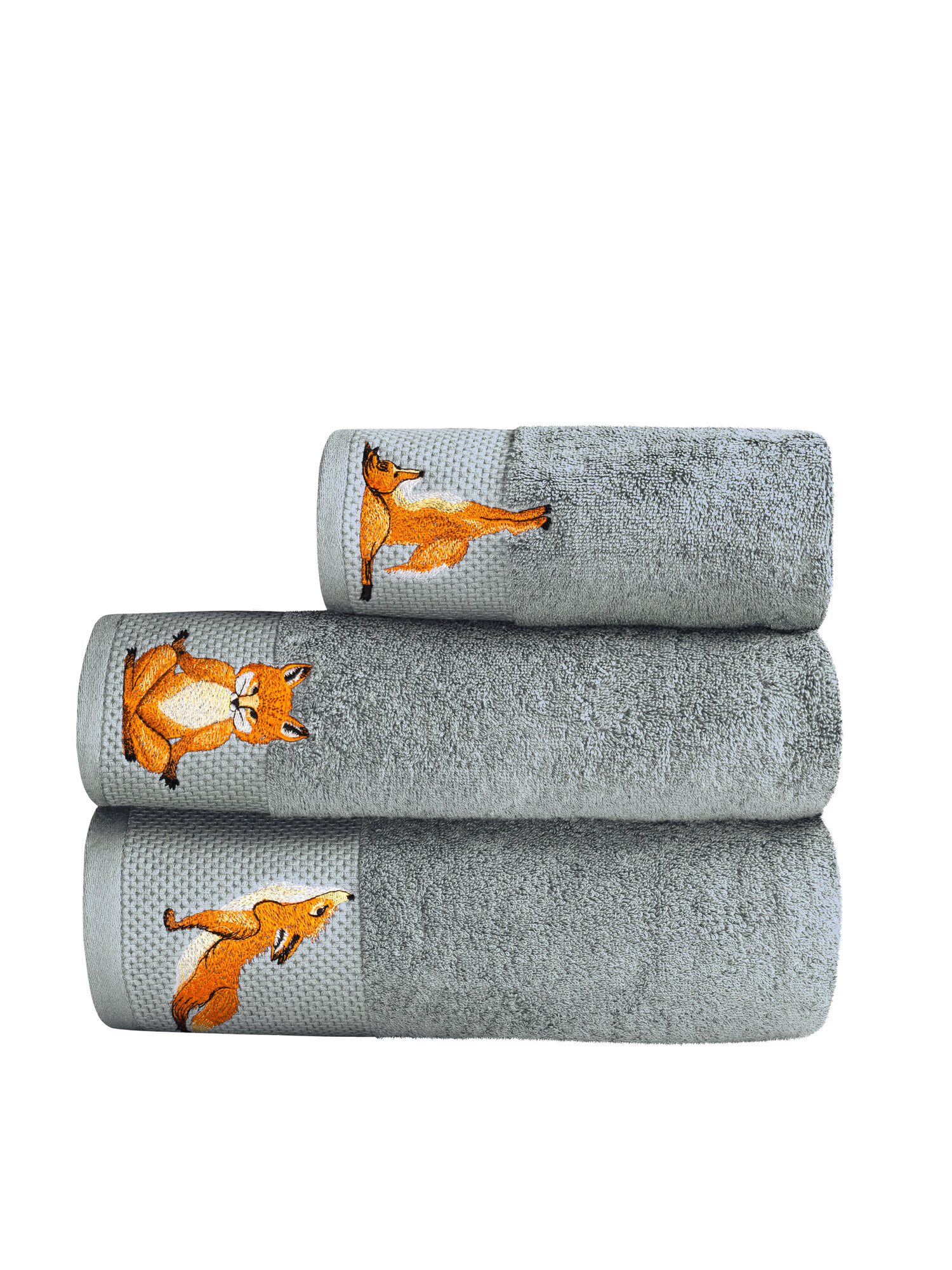 Полотенца махровые BELLEHOME Айрон с вышивкой Yoga Fox, 3шт. ( 50x70, 50x100, 70x140)