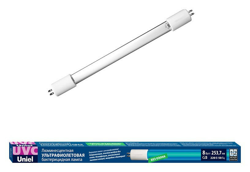 Лампа бактерицидная Uniel G5 8Вт K UL-00007281