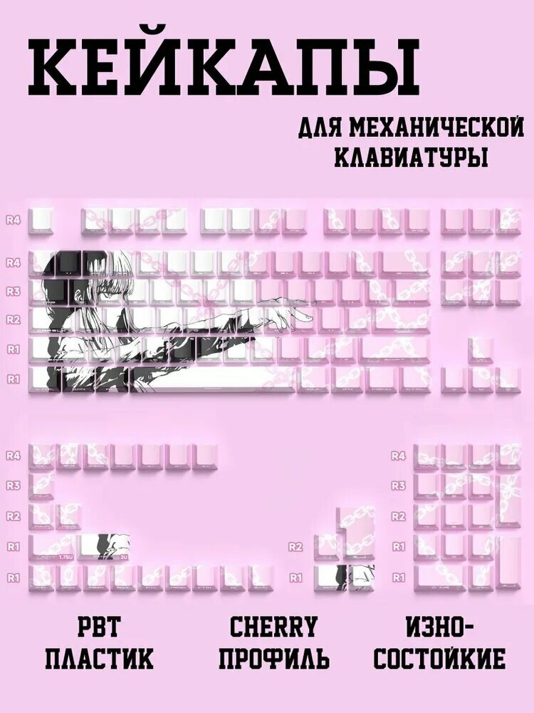 Кейкапы Sakura, для механической клавиатуры, розовый, чёрный матовый