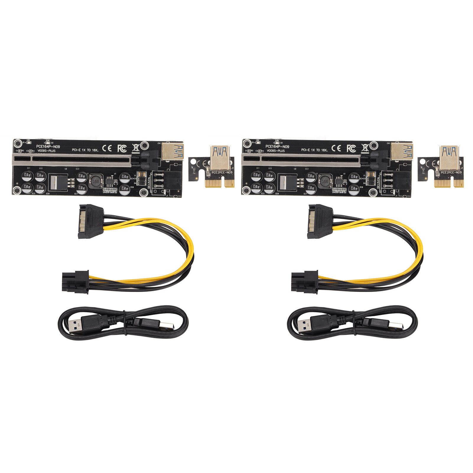 2 шт. PCIE 1X16X Riser Card: Стабильный сигнал, 8 конденсаторов, питание 6PIN, для Win/OS X