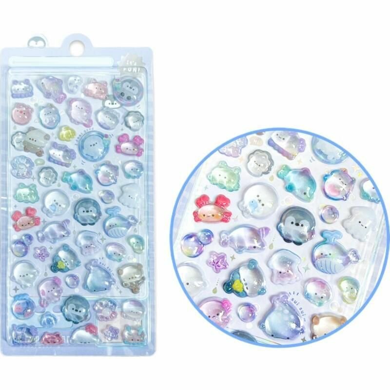 Наклейки 3D объемные для детей, картинки животные и сладости, декор для телефона