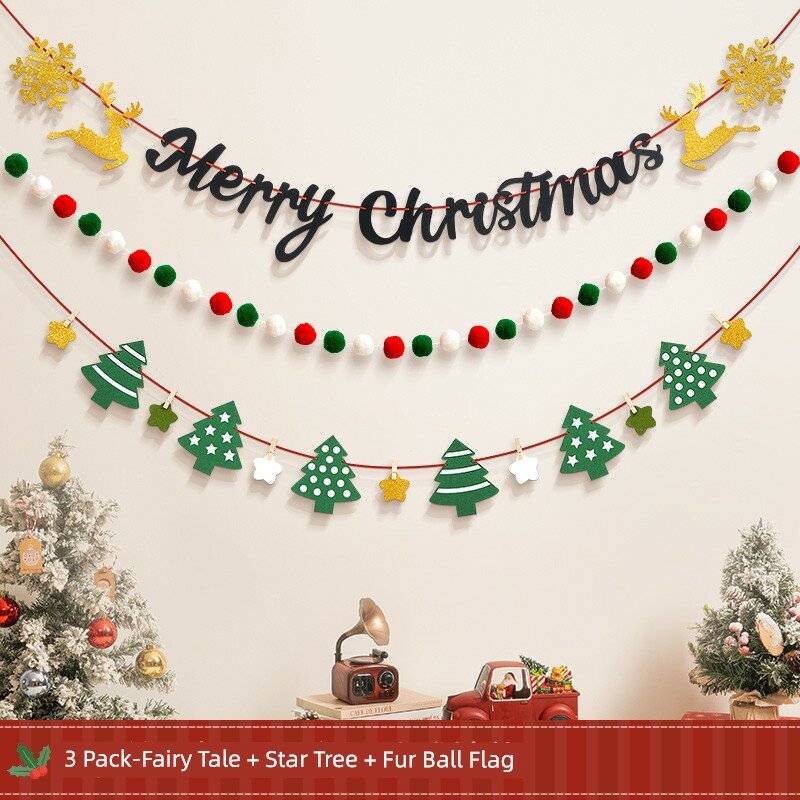 Рождественские флаги, гирлянды, декорации для сцены, подвесные флаги, подвесные украшения, атмосферные миниатюрные