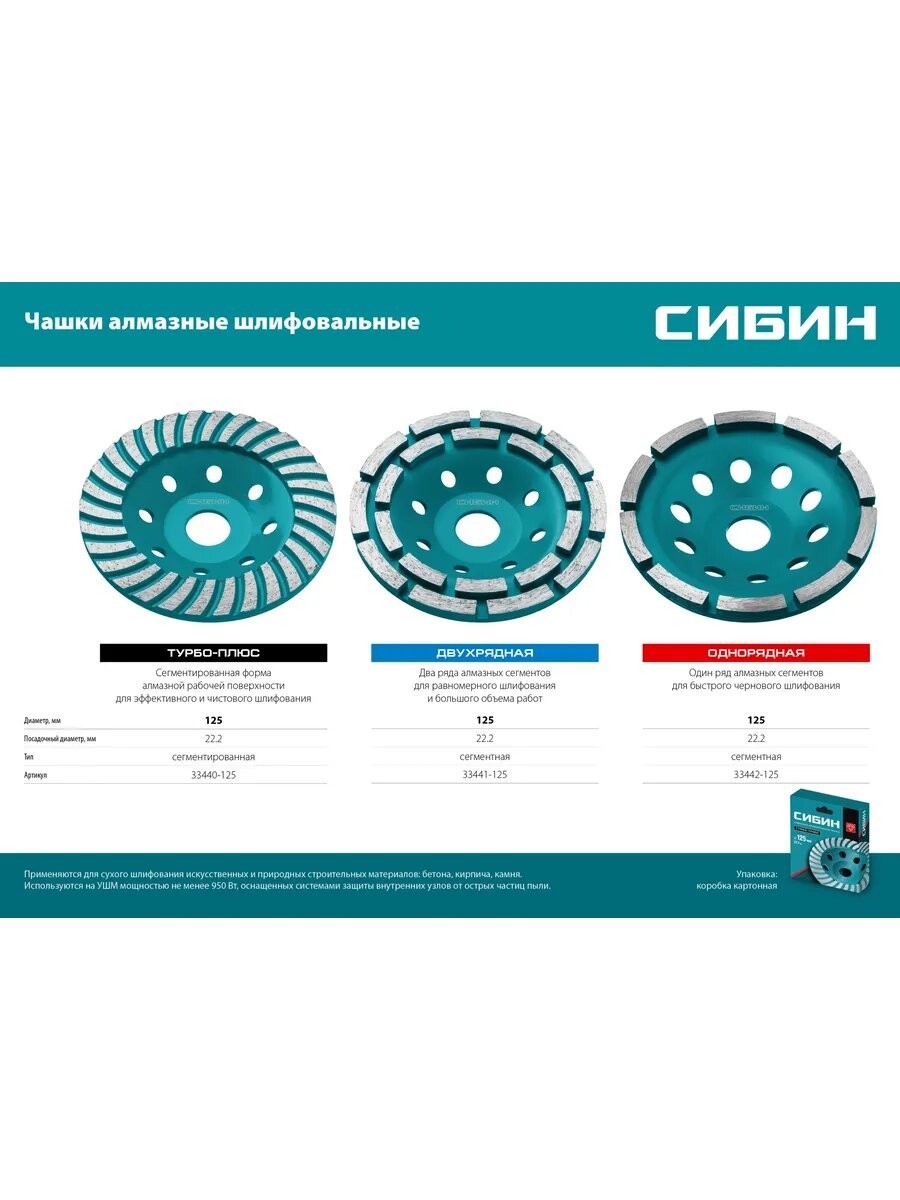 D 125 мм, двухрядная алмазная шлифовальная чашка