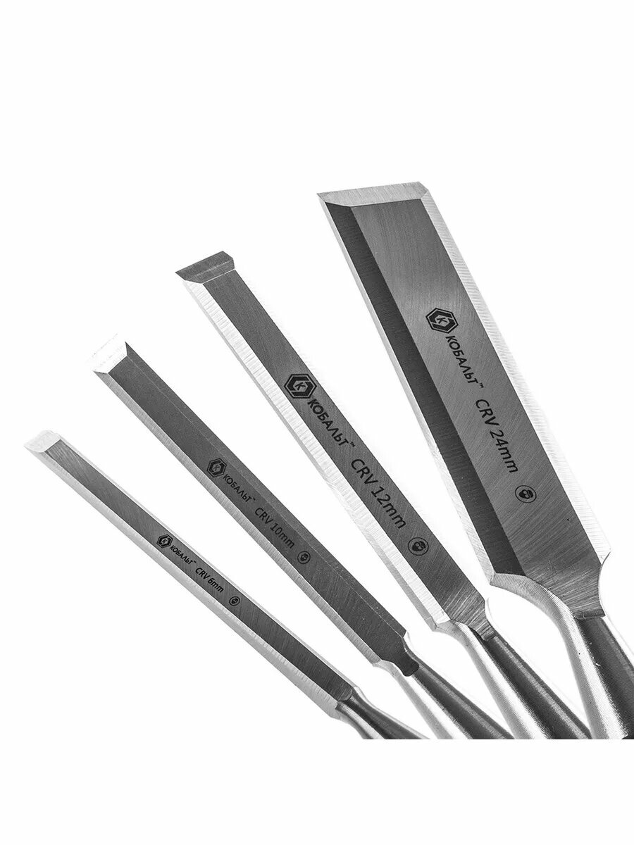 Набор стамесок плоских: 6, 12, 18, 24 х 140 мм, CR-V, дерев