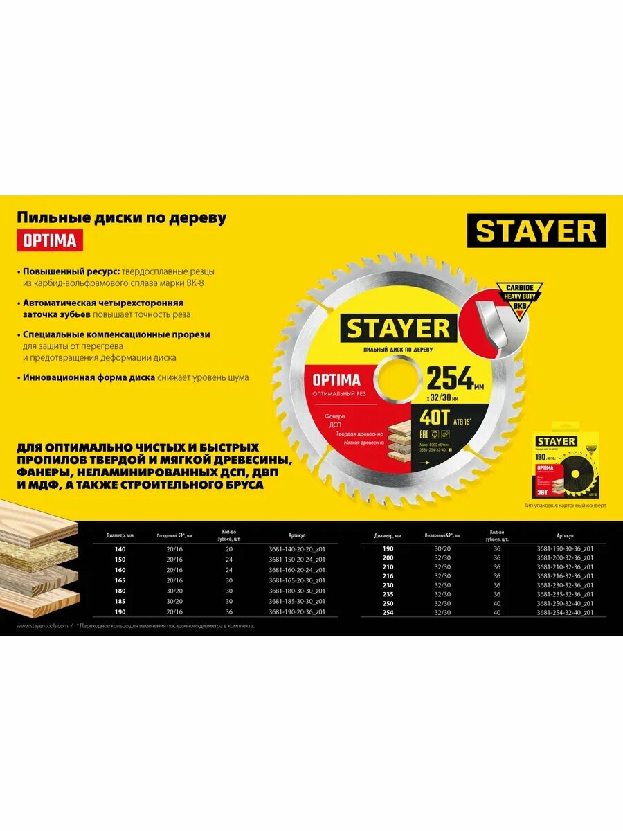 Optima, 140 x 20/16 мм, 20Т, оптимальный рез, пильный диск