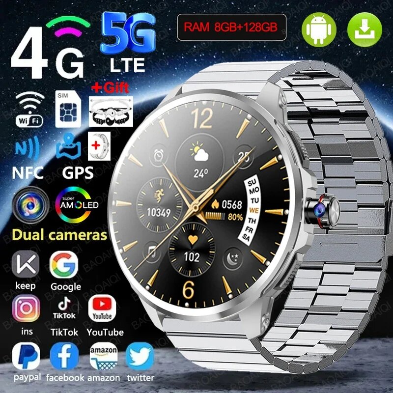 5G Smartwatch 8G 128G Steel silver B 1.95"
