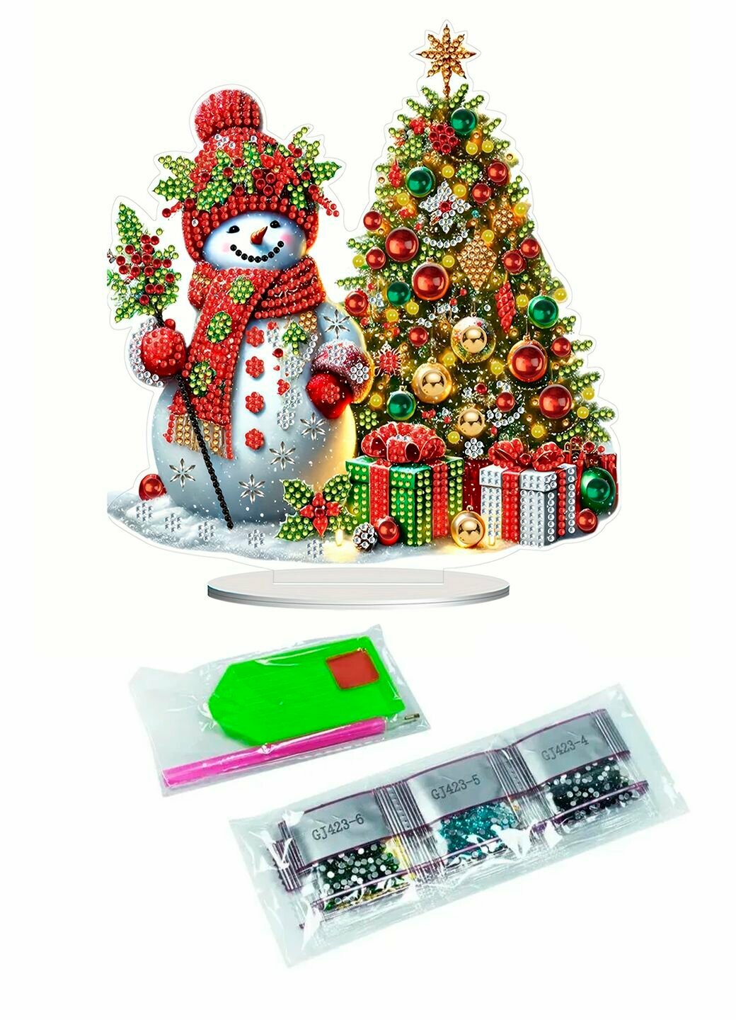 Алмазная мозаика фигурная "Снеговик" 22х23 см. Kubanstar