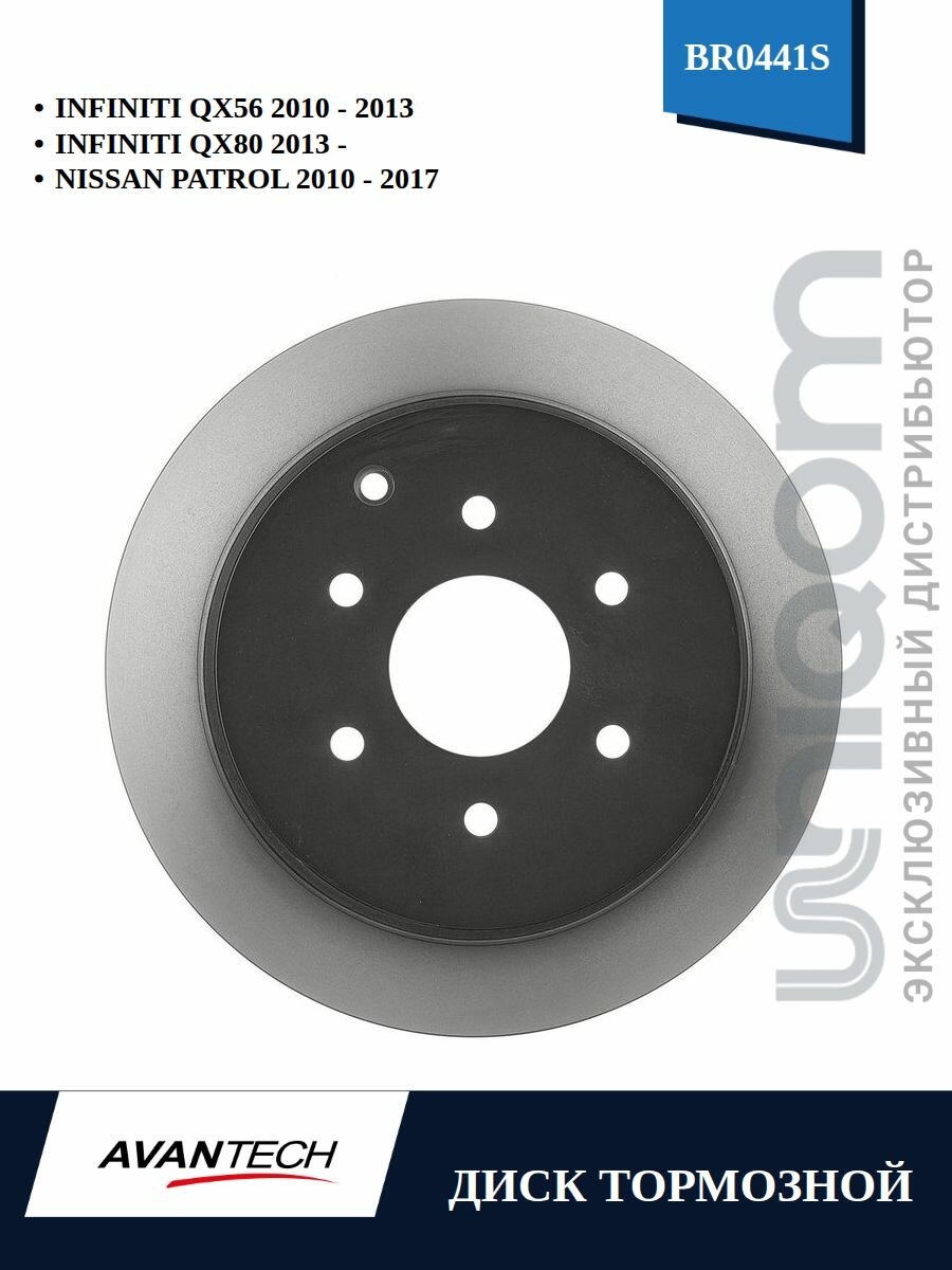Диск тормозной задний INFINITI QX56 2010 - 2013 / INFINITI QX80 2013 -/ NISSAN PATROL 2010 - 2017 ; AVANTECH BR0441S