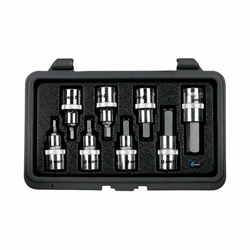 Набор головок-битов (вставок) шестигранных HEX (H5-H17) 1/2" дюйма 8 пр. AIST 409808H насадок 6-гранных 5-17 мм