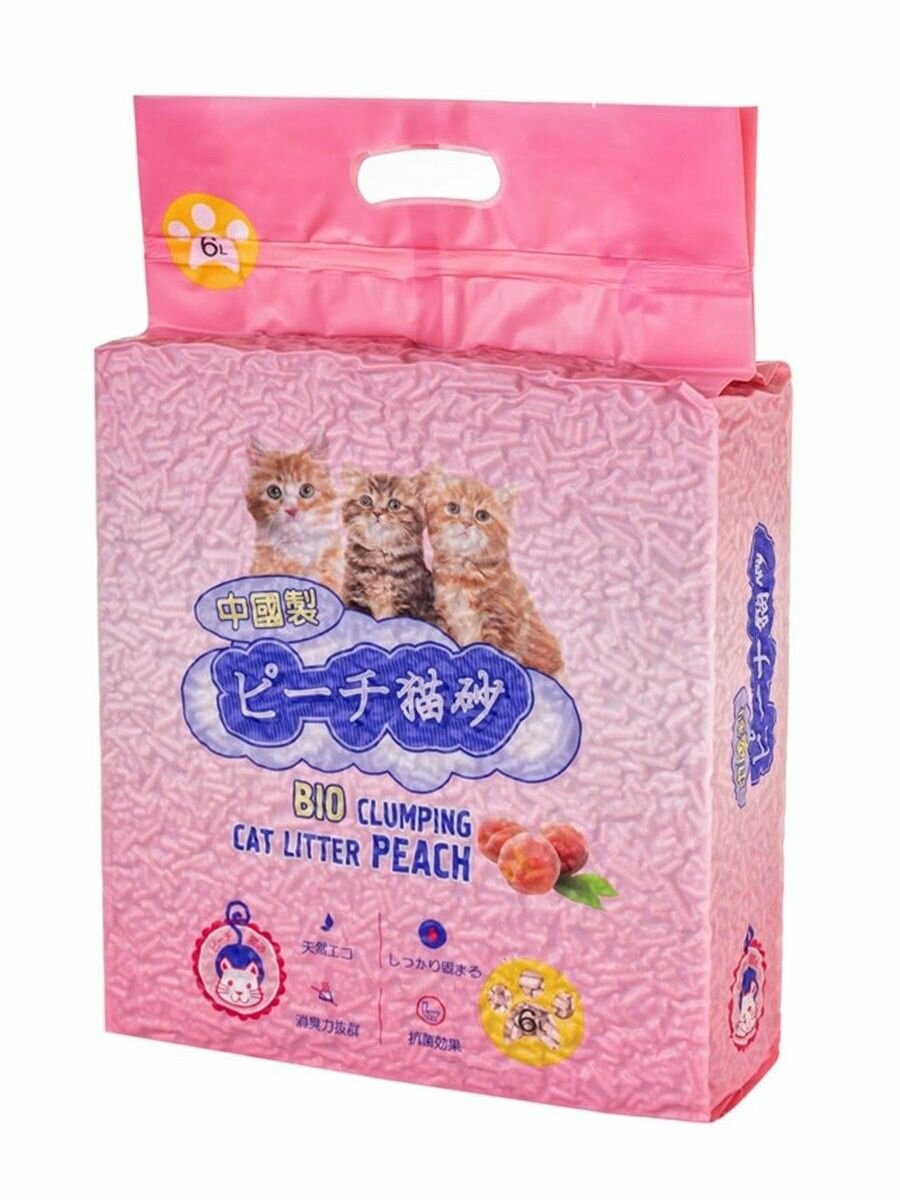 Наполнитель комкующийся тофу (вакуумная упаковка) HAKASE AREKKUSU персик 6 л
