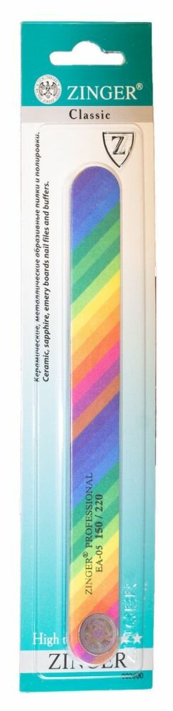 Пилка абразивная для ногтей двусторонняя Zinger EA-05, 150/220 грит