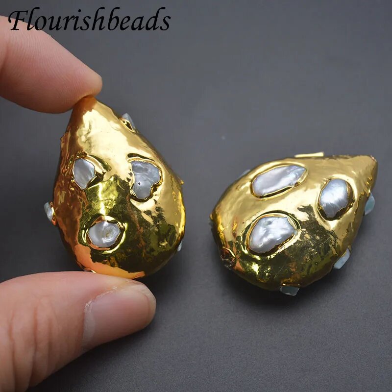 5 шт, натуральный пресноводный жемчуг золотого цвета, большая форма капли воды, изготовление ювелирных изделий, свободные бусины