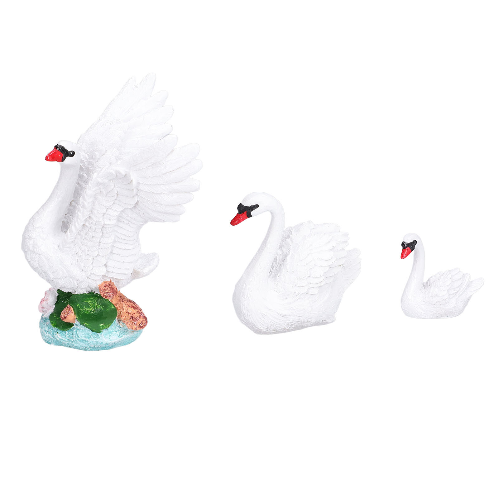 3 фигурки лебедей из смолы, имитация лебедей, декоративные фигурки для миниатюрного сада и дома.