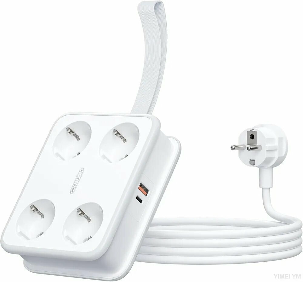 Сетевой фильтр NTONPOWER APP GaN Удлинитель сетевой, 4 розетки 1 USB-A и 1 USB-C,1.6 м удлинитель, Интеллектуальная идентификация 45 Втбыстрая зарядка, для путешествий домашних офисов