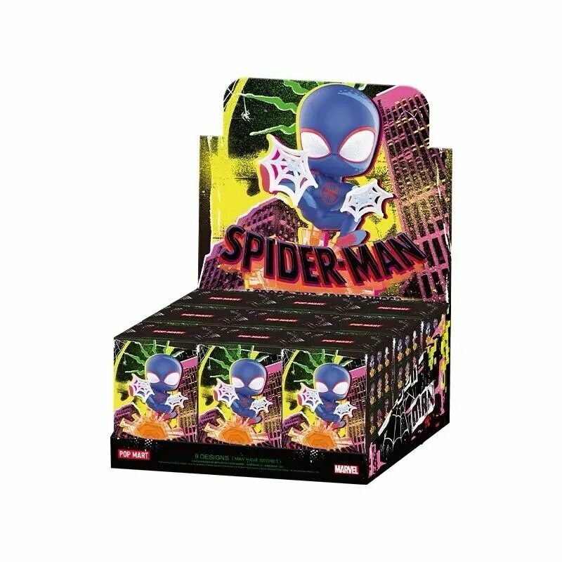 POP MART - Коллекция Marvel Spider-Man Серия Слепая коробка, Подарки, украшения комнат, Набор (9 шт)