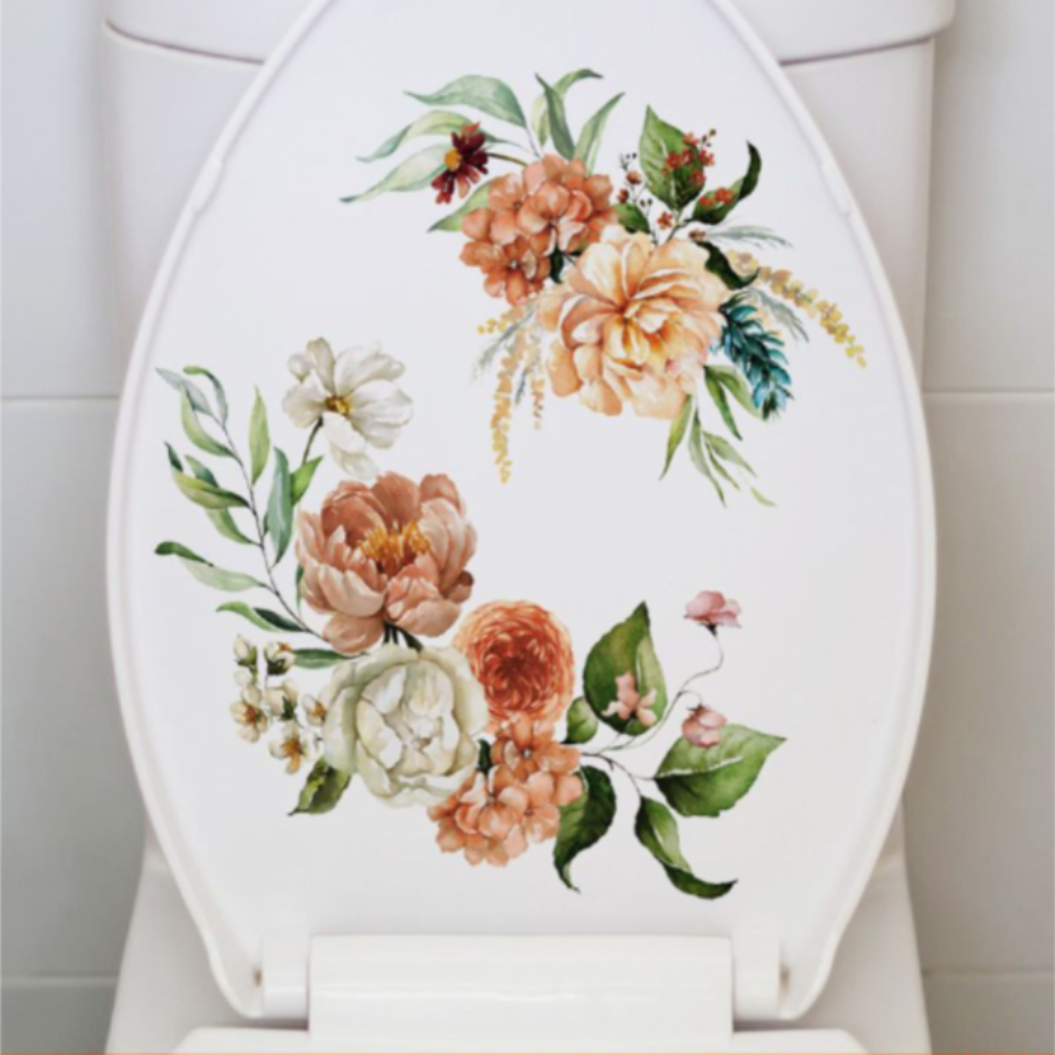 Наклейка для унитаза съемная водонепроницаемая зеленая листовая цветочная накладка на крышку унитаза для дома ванной комнаты декор из ПВХ размер листа 30см x 20см готовый размер 26см x 22см 1 штука