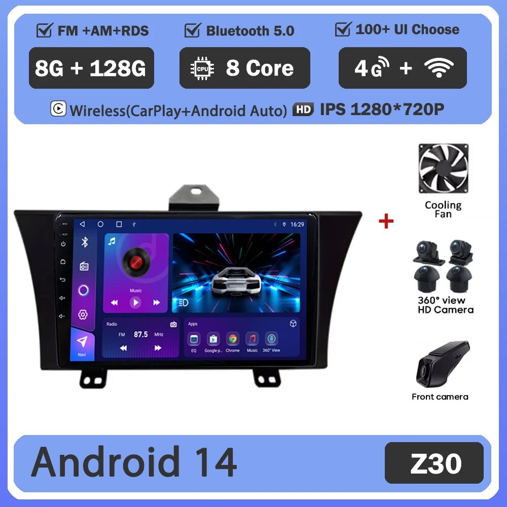 Android 14 автомагнитола 8G+126G 360 для Honda Elysion 2004-2015