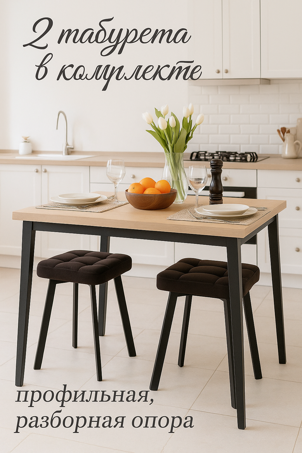 Табуреты Harmony Style "Лофт" для кухни, мягкие, антивандальные, квадратные, разборные 2 шт