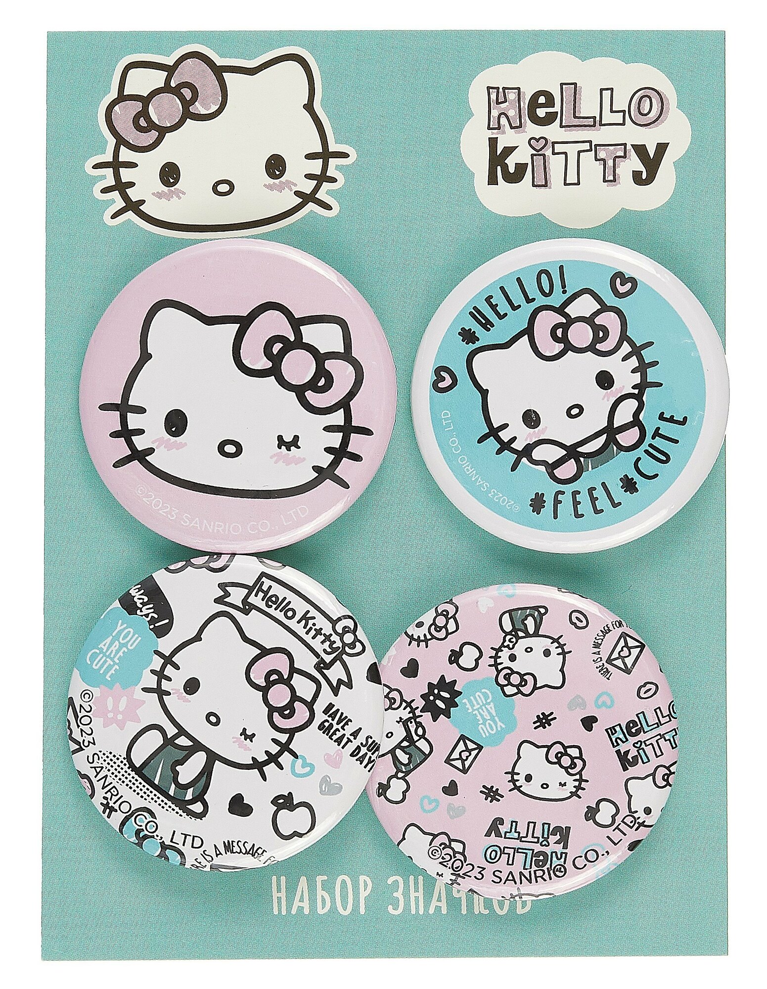 Набор значков Хеллоу Китти (металл) (4шт 38мм) (АКС-2522)