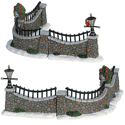 Забор каменный с фонарями, 6 пролетов, Lemax, 63576-lemax