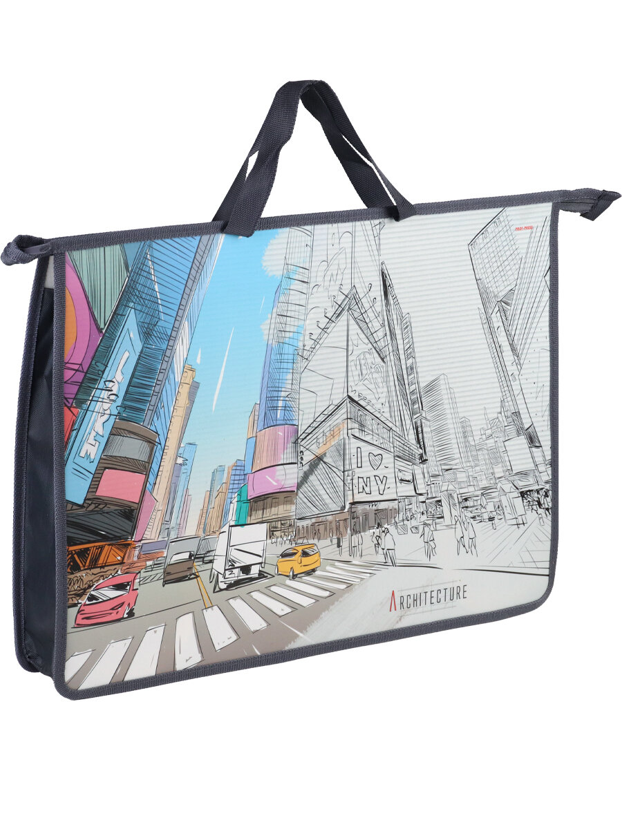 Папка для чертежей и рисунков А3 "Архитектура в графике" пластиковая, на молнии