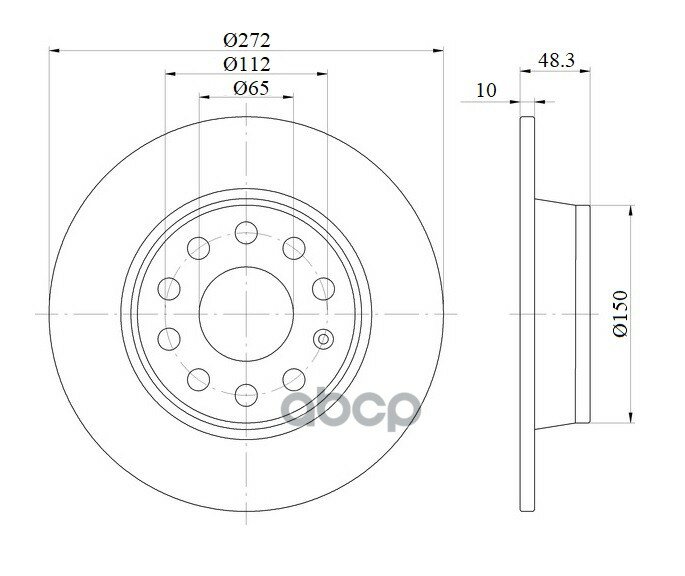 Диск тормозной задн. AUDI A3 2003->/TT 2014->, SKODA Octavia 2004->/Karoq 2017->/Superb 2008-2015/Yeti 2009-2017, VW Caddy II.