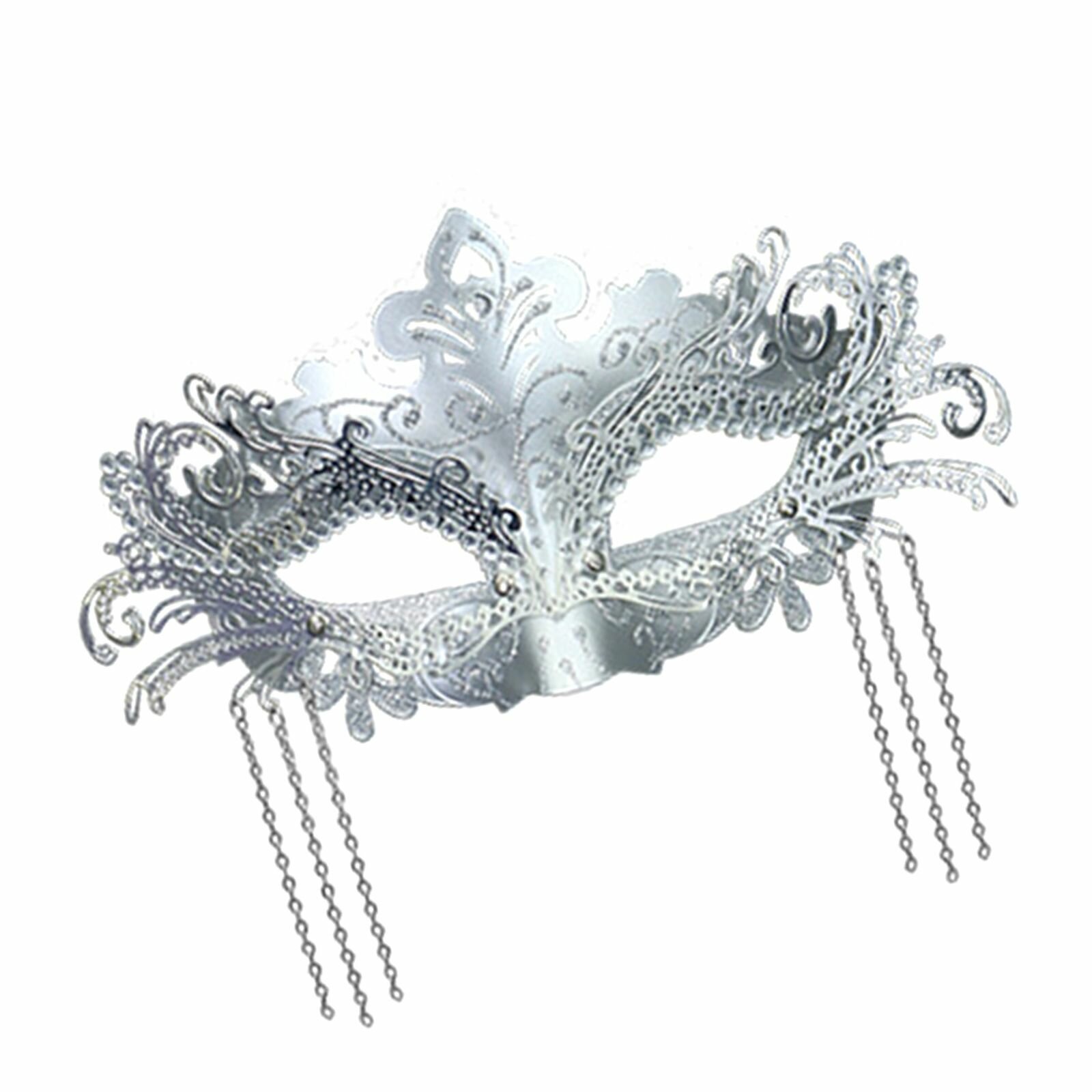Декоративная пластиковая маска со стразами и съемными кисточками для праздничной ролевой игры